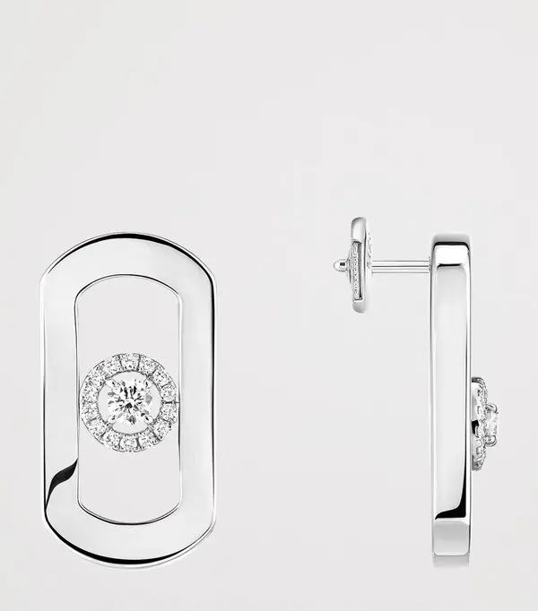 Messika So Move 18 Karat White Gold And Diamond Stud Earrings - Silver