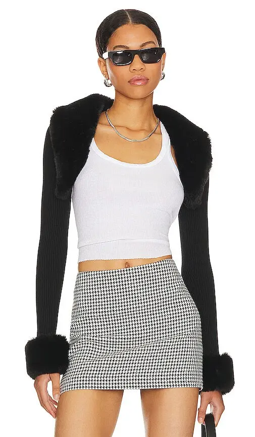 Superdown Faux Fur Trim Bolero