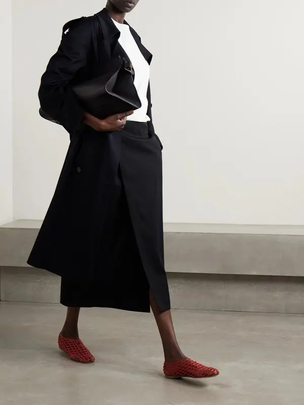 THE ROW Kavi Wool Wrap Midi Skirt