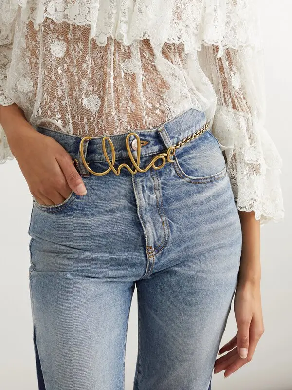 Chloé Tone Logo Belt - Gold