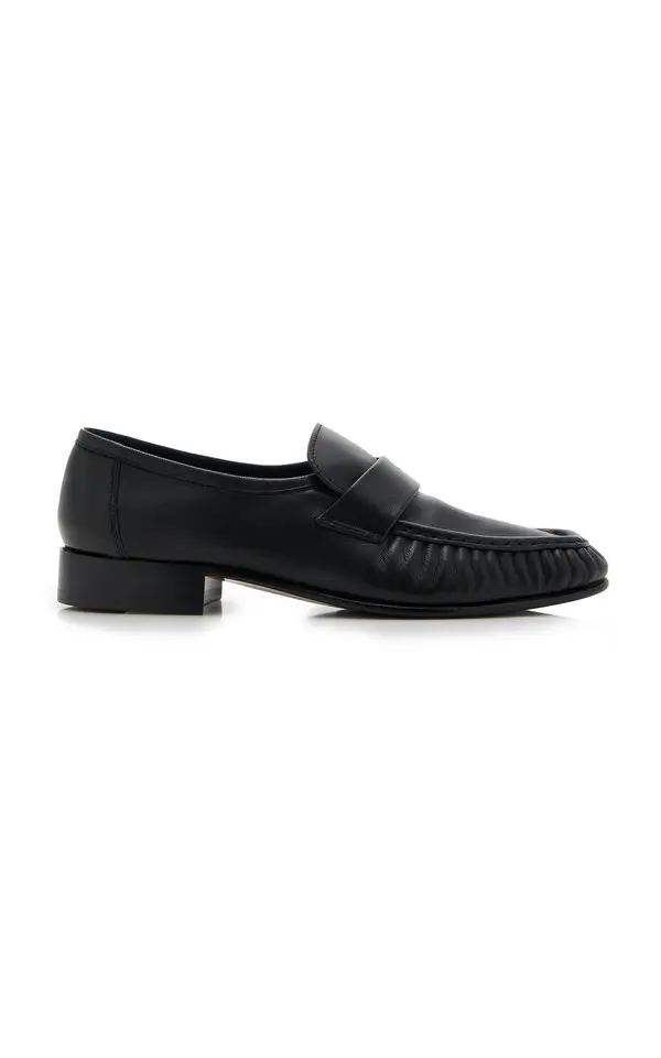 THE ROW Soft Nappa Leather Loafers - Black