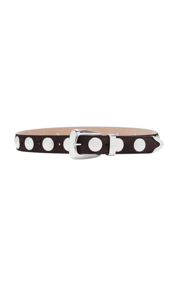 Khaite Benny Studded Suede Belt - Brown