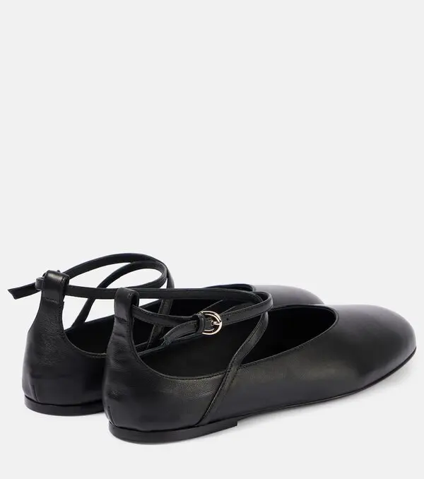 Co Lamb Leather Ballet Flats With Buckle-fastening Ankle Strap