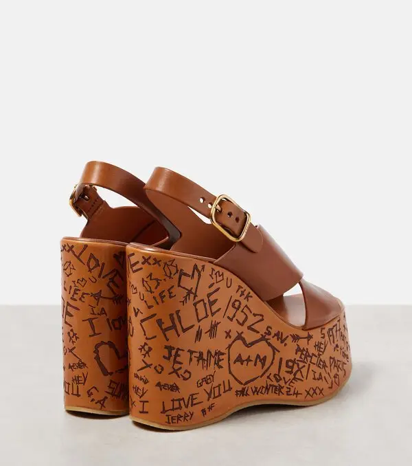 Chloé Maxime Leather Wedge Sandals