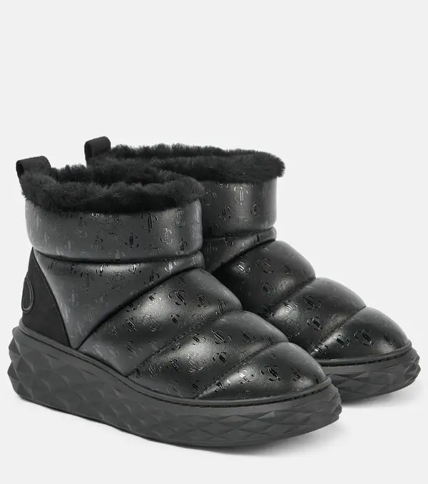 JIMMY CHOO Shearling-lined Leather Snow Boots - Black