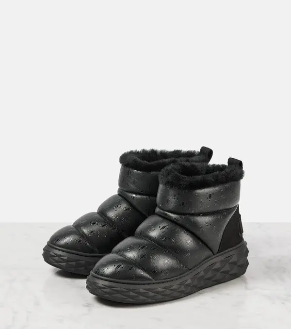 JIMMY CHOO Shearling-lined Leather Snow Boots - Black