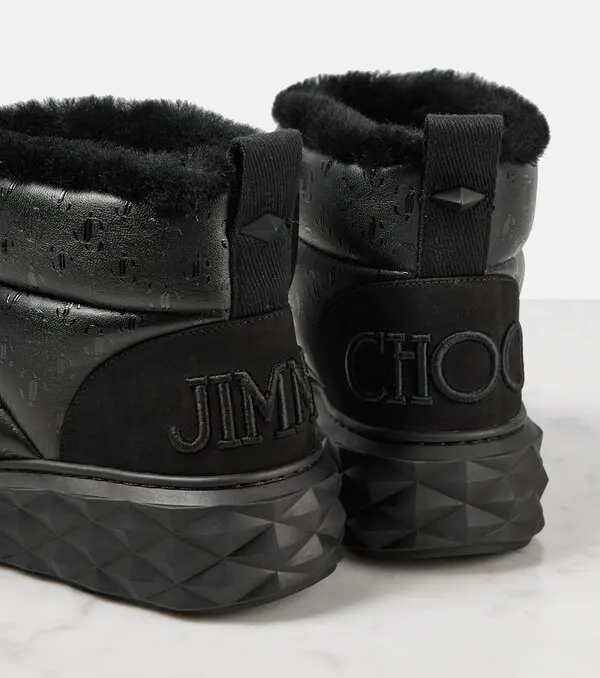 JIMMY CHOO Shearling-lined Leather Snow Boots - Black