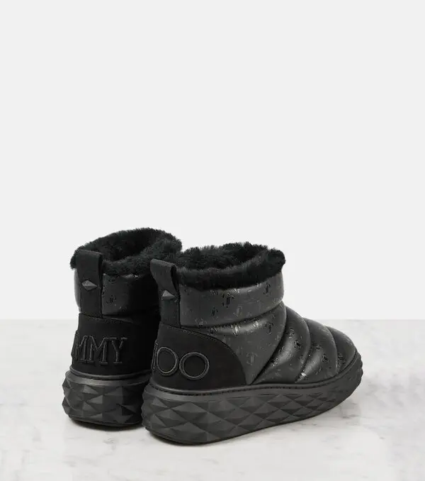 JIMMY CHOO Shearling-lined Leather Snow Boots - Black
