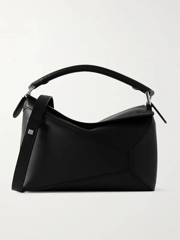 Loewe Puzzle Edge Small Textured-leather Shoulder Bag - Black