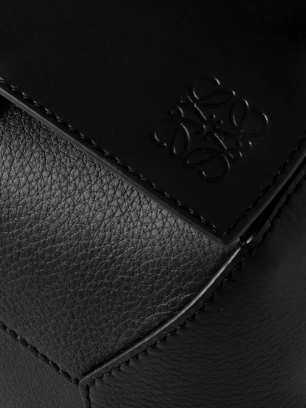 Loewe Puzzle Edge Small Textured-leather Shoulder Bag - Black