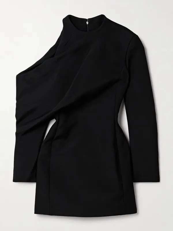 Khaite Tristan One-shoulder Draped Cady Top - Black