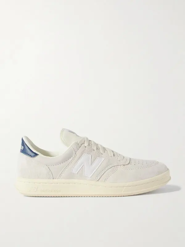 NEW BALANCE T500 Leather-trimmed Suede And Nubuck Sneakers - Neutrals