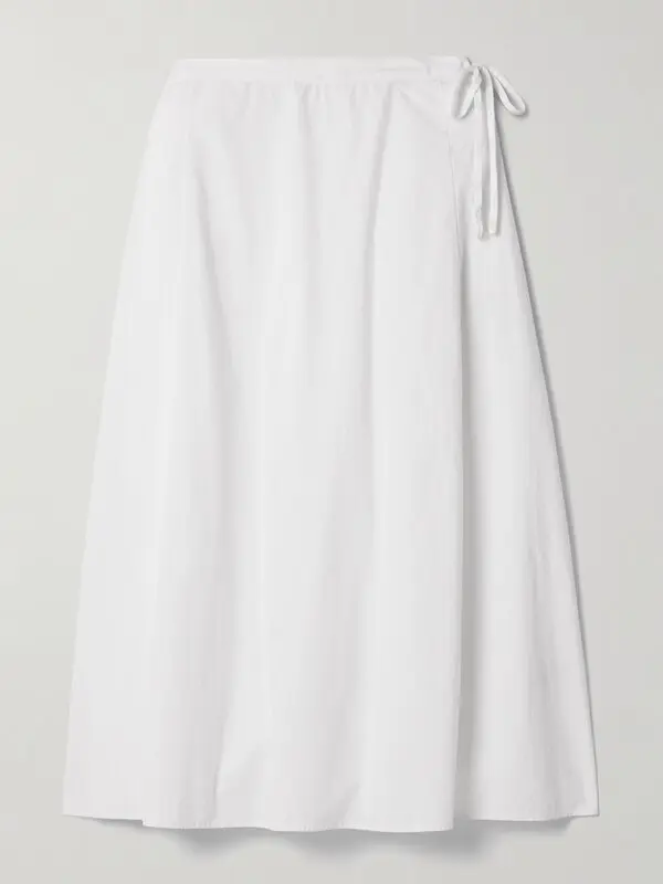THE ROW Fleur Pleated Cotton-poplin Midi Skirt - White