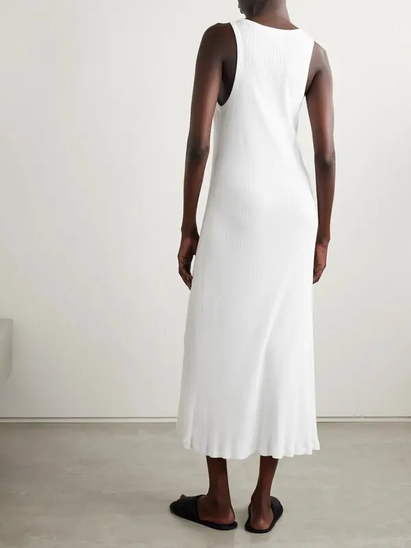 THE ROW Yule Ribbed Cotton-jersey Midi Dress