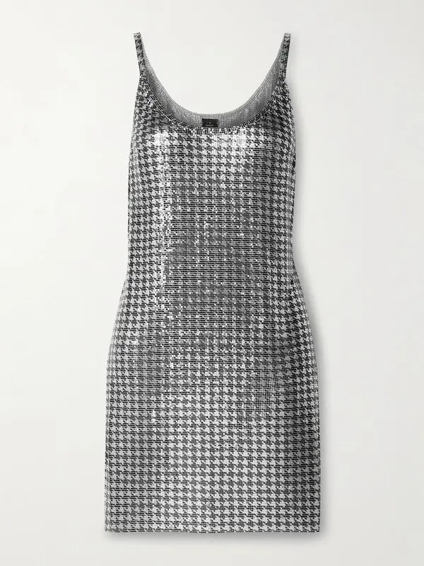 Rabanne Houndstooth Chainmail Mini Dress - Silver