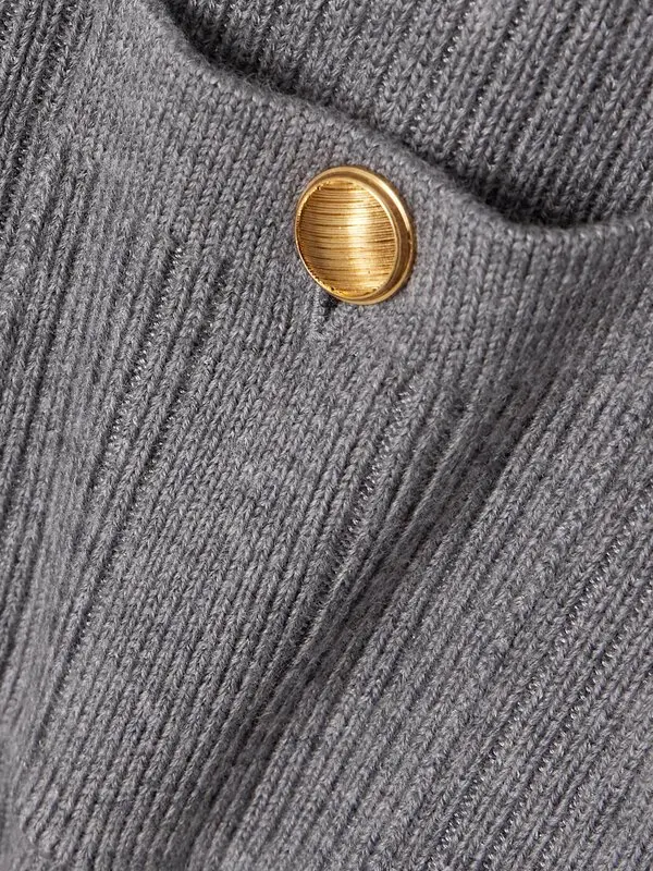 Chloé Ribbed Wool-blend Belted Mini Dress With Gold-tone Buttons