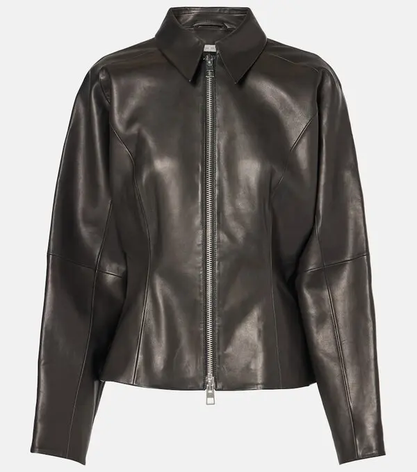 THE SEI Leather Zip-up Jacket - Black