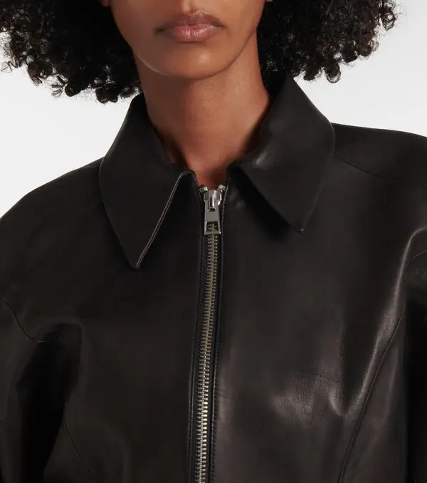 THE SEI Leather Zip-up Jacket - Black