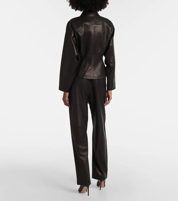 THE SEI Leather Zip-up Jacket - Black