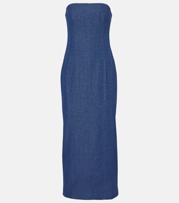 Tove Alba Strapless Denim Midi Dress - Blue