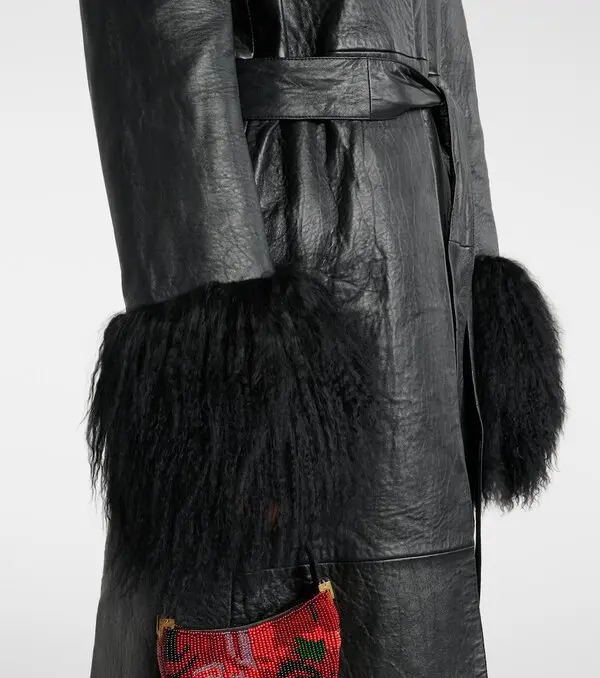 Magda Butrym Shearling-trimmed Leather Coat