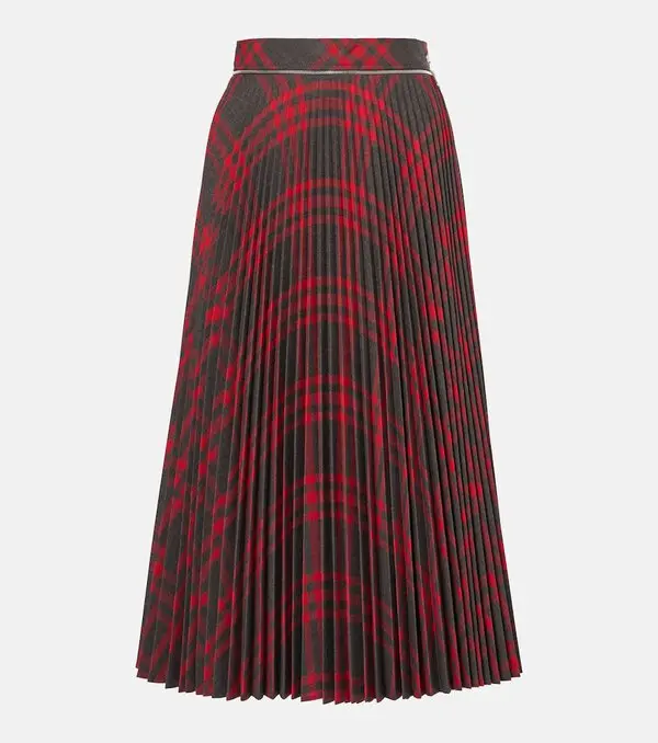 Burberry Check Plissé Midi Skirt - Multicoloured