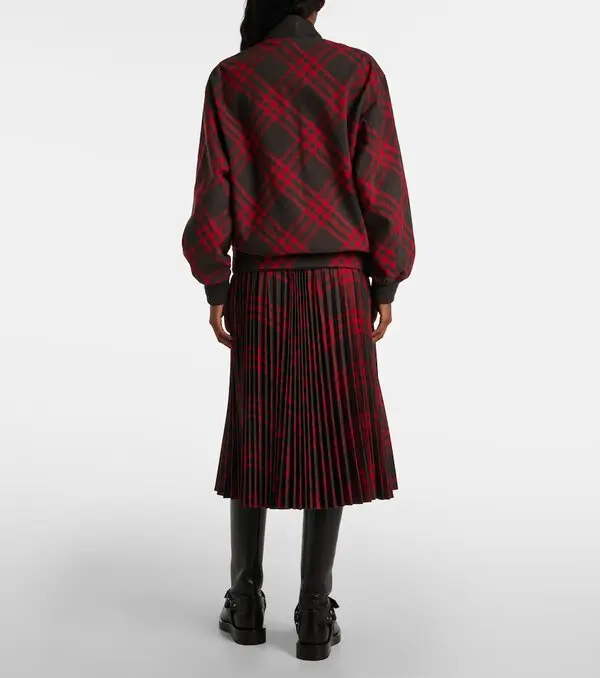 Burberry Checked Wool Blend Bomber Jacket