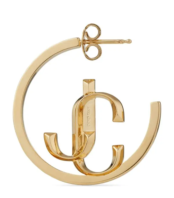 JIMMY CHOO Jc Monogram Hoop Earrings - Gold