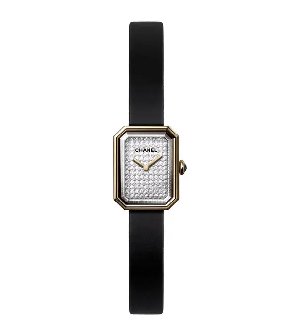 Chanel Première Ribbon Watch In Yellow Gold And Diamonds - Black