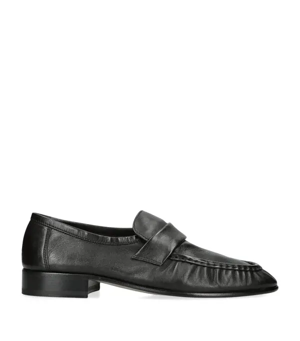 THE ROW Soft Leather Loafers - Black