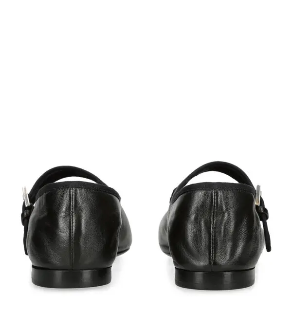 THE ROW Boheme Leather Mary Jane Flats - Black
