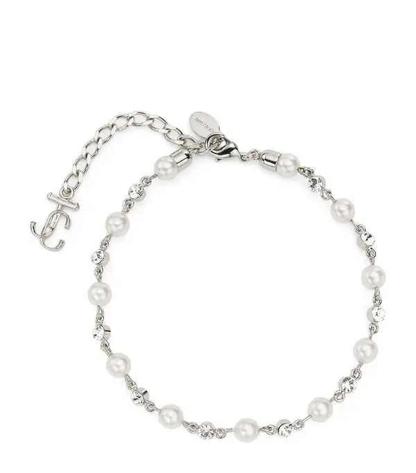 JIMMY CHOO Pearl And Crystal Anklet - Silver