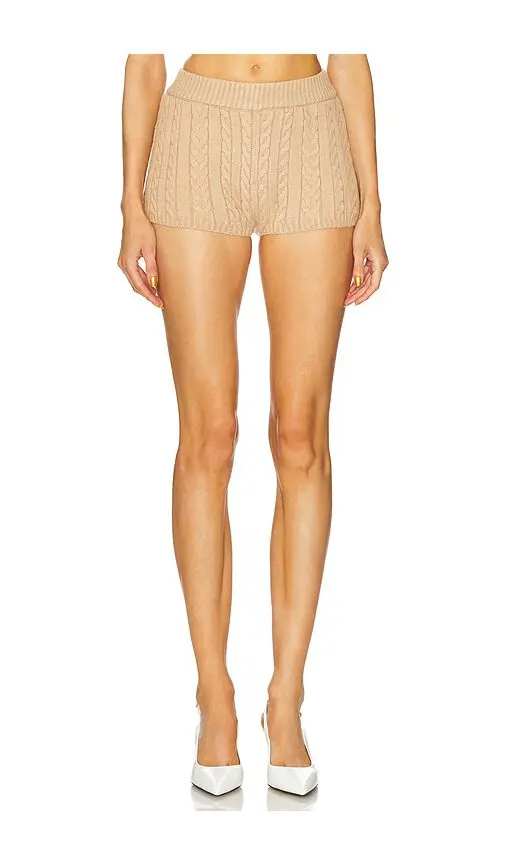 SEROYA Molly Cable Knit Hot Shorts - Tan