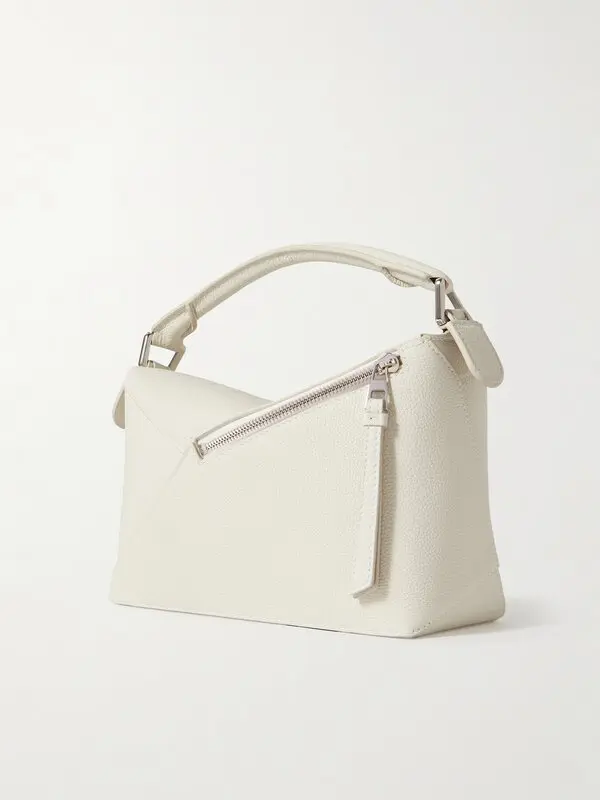 Loewe Puzzle Edge Small Textured-leather Shoulder Bag - White