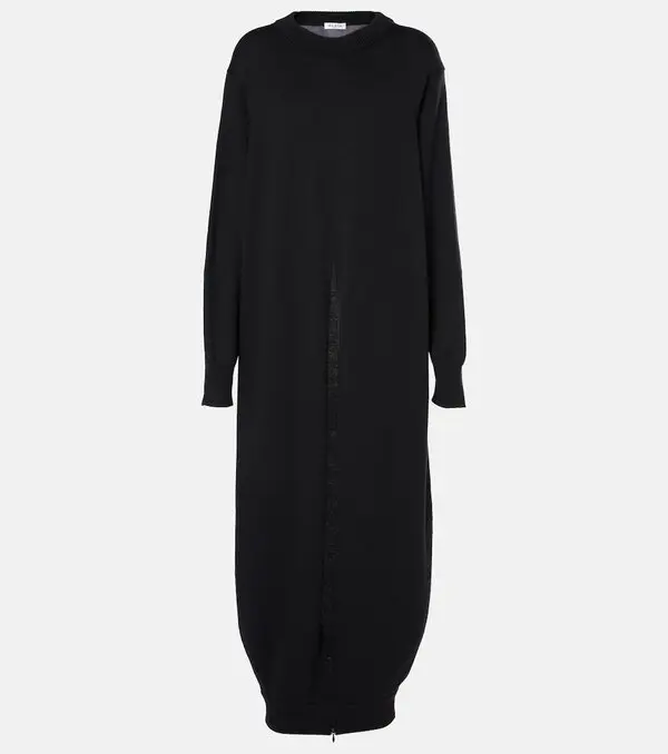 Alaïa Wool Sweater Dress - Black