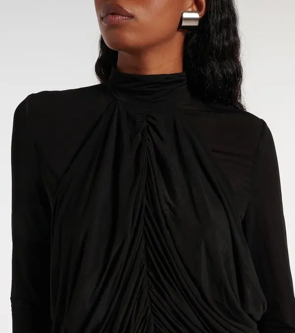 Magda Butrym Ruched Faux Shearling Trimmed Mini Dress
