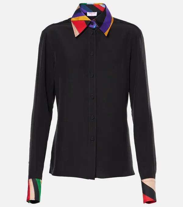Emilio Pucci Silk Crepe De Chine Polo Shirt