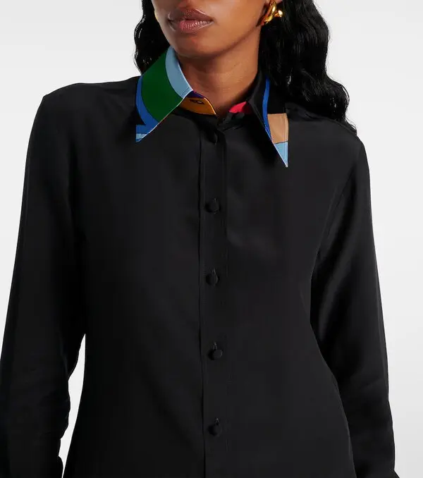 Emilio Pucci Silk Crepe De Chine Polo Shirt