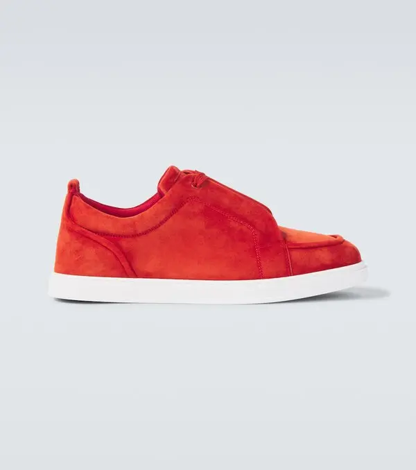 CHRISTIAN LOUBOUTIN Suede Lace-up Sneakers - Red