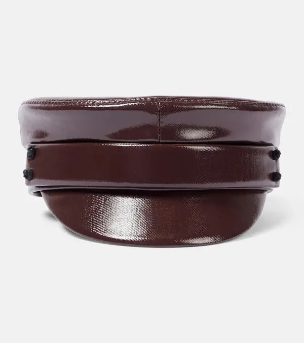 Ruslan Baginskiy Faux Leather Newsboy Cap - Brown