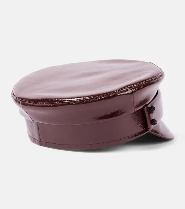 Ruslan Baginskiy Faux Leather Newsboy Cap - Brown