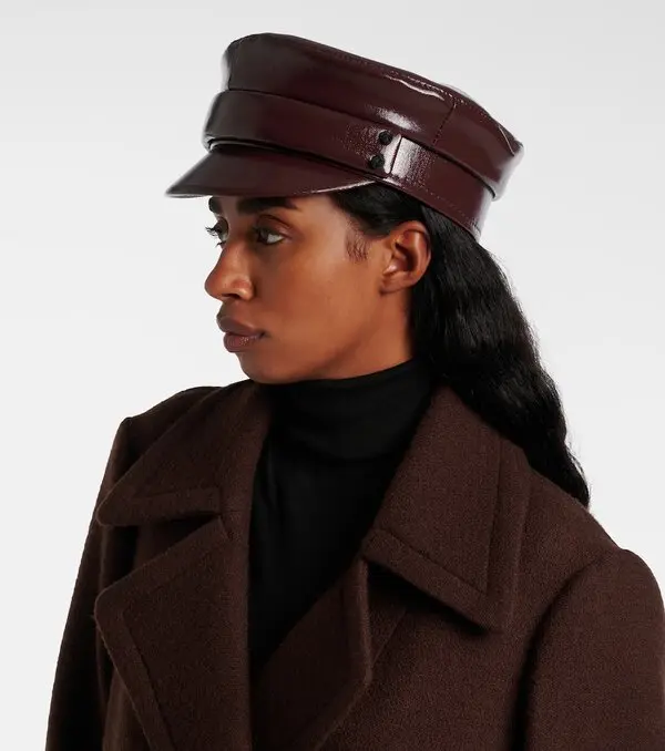 Ruslan Baginskiy Faux Leather Newsboy Cap - Brown