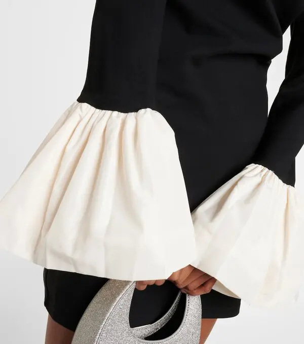 Staud Hawthorne Mini Dress With Taffeta Sleeves - Black