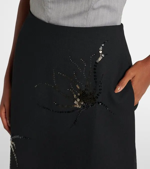 JACQUES WEI Sequined Wool Pencil Skirt