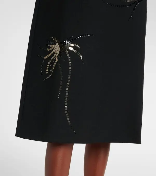 JACQUES WEI Sequined Wool Pencil Skirt