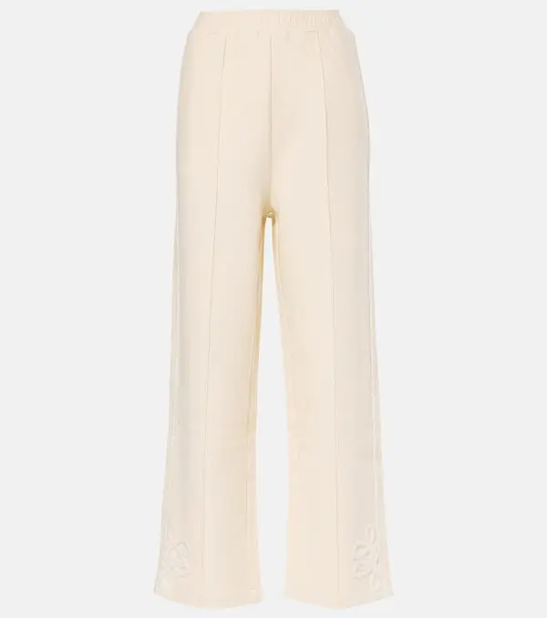 XU ZHI Embroidered Wool And Cotton-blend Sweatpants - Yellow