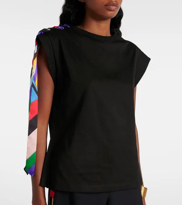 Emilio Pucci Iride" Cotton Jersey T-shirt With Tie Detail - Black