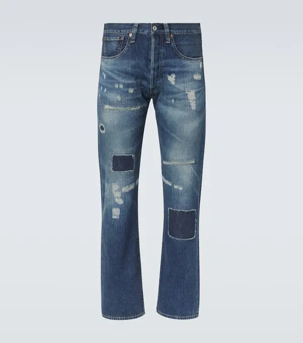 Junya Watanabe Distressed Straight Leg Jeans - Blue