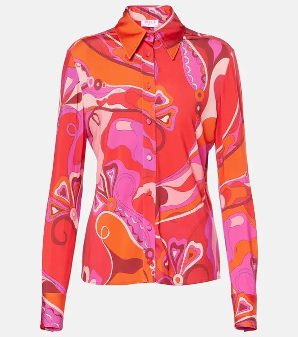 Emilio Pucci Orchidee Satin Jersey Shirt - Multicoloured