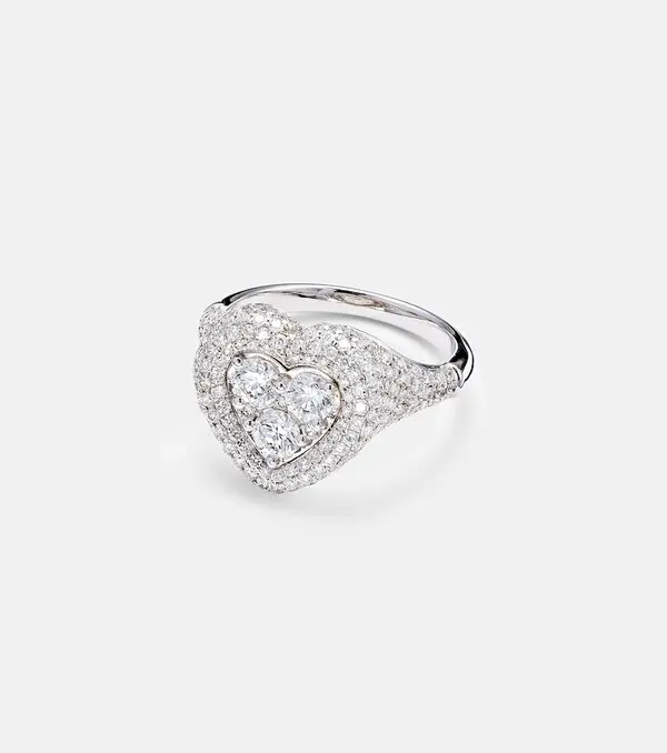 KAMYEN Manaal 18kt White Gold Diamond Heart Ring - Silver